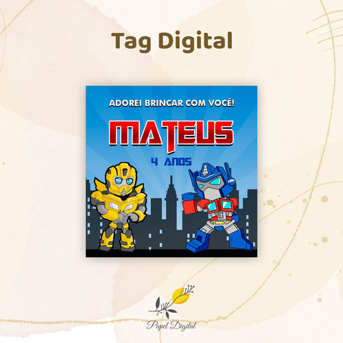 Tag Transformers - Arquivo Digital - Modelo 2 | Papel Digital