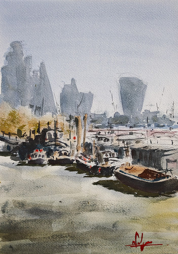 Temple Pier and the City of London | Maxpanksart