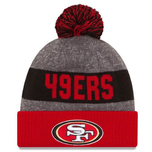 San Francisco 49ers New Era Red Grey Top OTC Sport Knit/ Toque with Pom ...