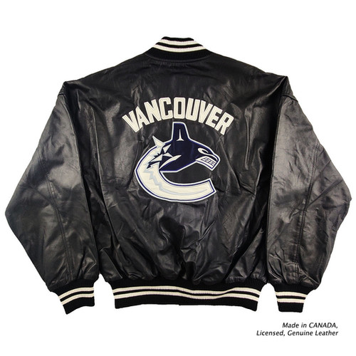 Men’s Vancouver Canucks Orca Logo Leather Game Wear Jacket ...