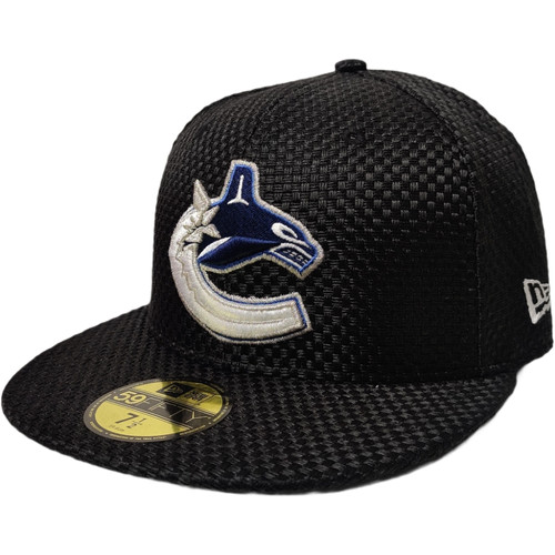 Vancouver Canucks Orca on Black Woven texture New Era 59FIFTY Fitted ...