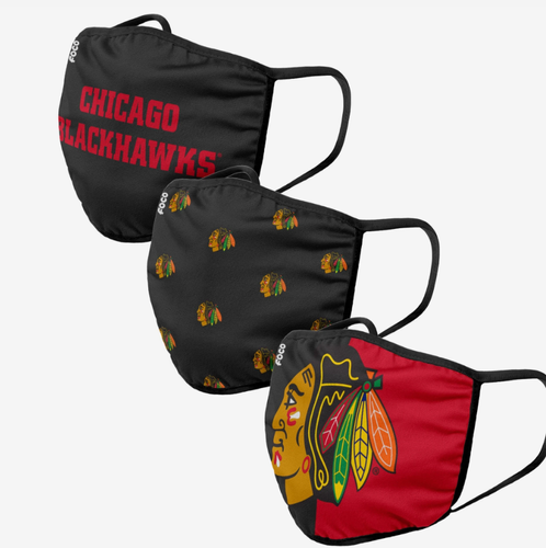 Chicago Blackhawks 3 PACK FACE MASKS (Adult) | VancitysportsShop