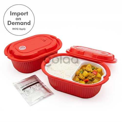 Self-Heating Lunch Box with 2-Compartment Tray – Disposable Takeaway ...