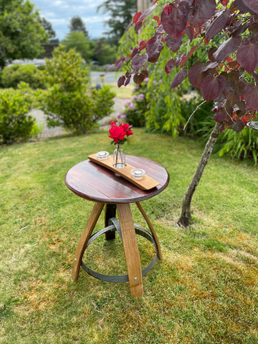 Wine Barrel Table - Wine Stain Side | PhoenixRisingCreates
