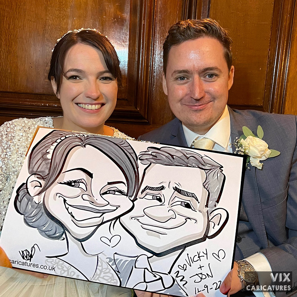 CARICATURES - Victoria & Jon - Horsley Towers - Sep22
