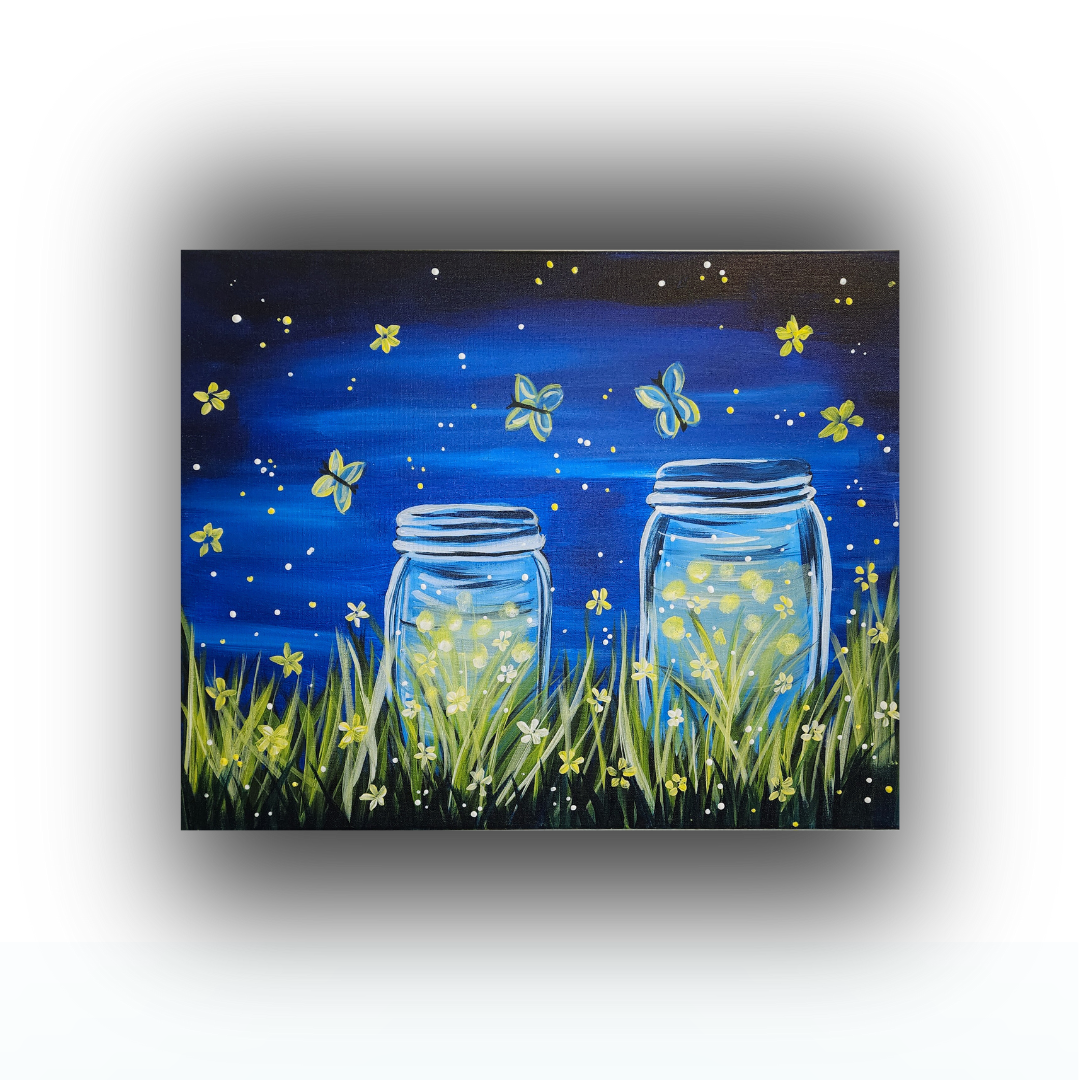 Fireflies in a Jar Paint Class | Brush It Art Studio