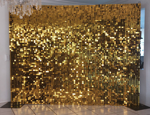 Gold Shimmer Wall Backdrop | Wow Weddings Hire