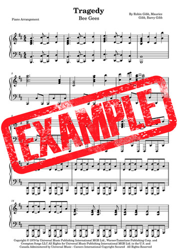 Bee Gees - Tragedy Sheet Music | Piano Go Life