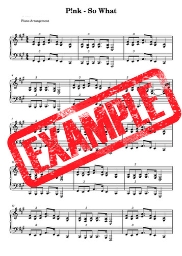 P!nk - So What Sheet Music For Piano (SOLO)