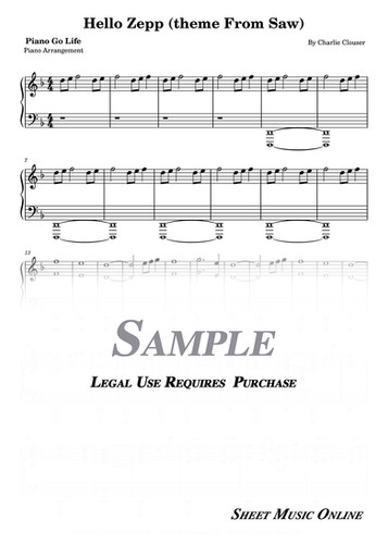 SAW - Hello Zepp Sheet Music | Piano Go Life