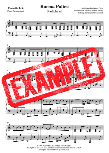 Radiohead - Karma Police Sheet Music | Piano Go Life