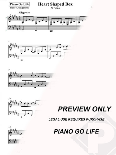 Nirvana Heart Shaped Box Sheet Music Piano Go Life