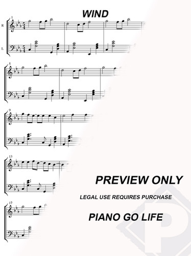 Wind - Naruto Ending 1 Sheet Music | Piano Go Life