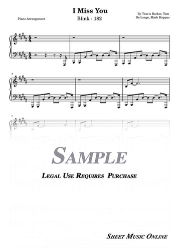 Blink 182 - I Miss You Sheet Music | Piano Go Life