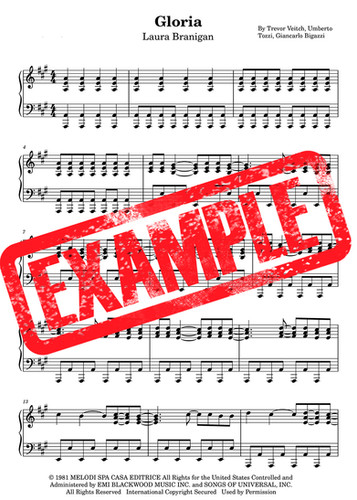 Laura Branigan - Gloria Sheet Music | Piano Go Life