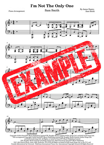 Sam Smith - I'm Not The Only One Sheet Music For Piano (SOLO)