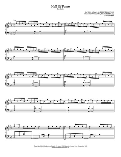 The Script - Hall of Fame Sheet Music | Piano Go Life