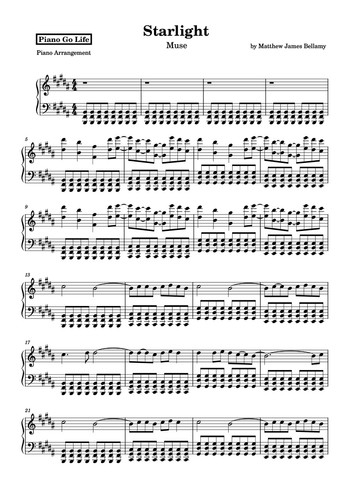 Muse - Starlight Sheet Music | Piano Go Life