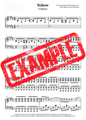 Coldplay - Yellow Sheet Music | Piano Go Life