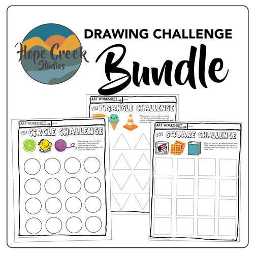 Art Drawing Circle Triangle Square Challenge Game Worksheet Warm Up ...