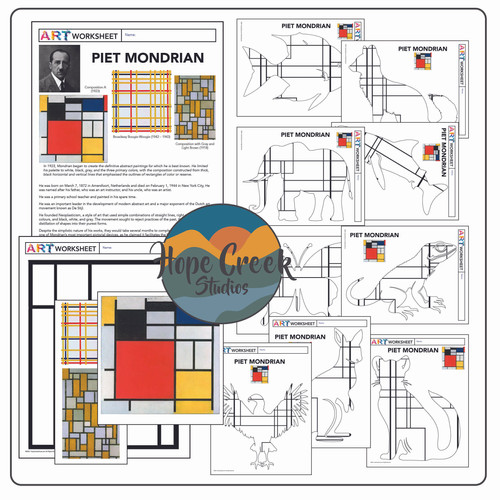 Art History Artist Piet Mondrian Animals Primary Color & Shape Lesson ...