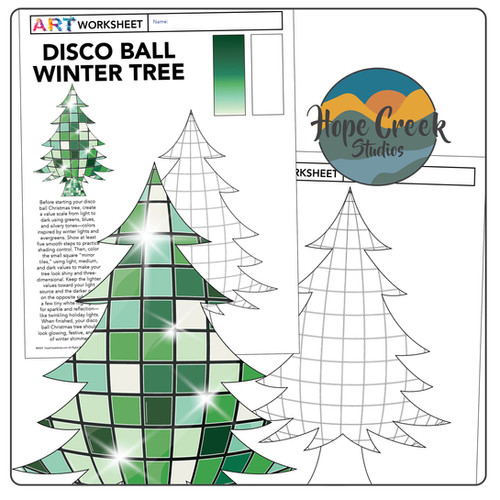 Disco Ball Christmas Tree – Winter Shading & Value Art Drawing Coloring ...