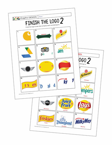 Graphic Art Design Finish the Famous Logo Worksheet Handout Lesson ...