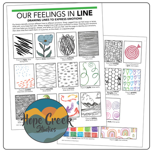 Art Therapy Drawing Mindfulness Emotion Feelings with Line Worksheet ...