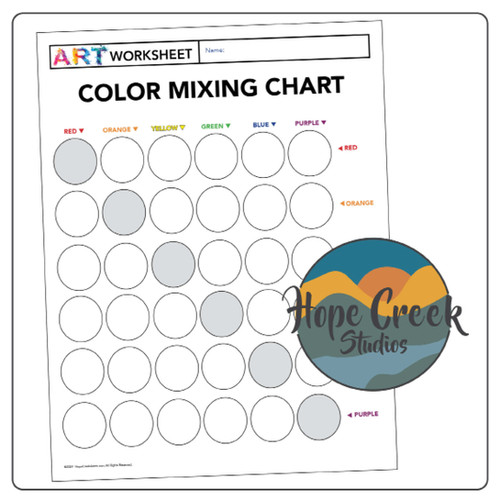 Art Color Mixing Worksheet Template Chart Primary Secondary Tertiary ...