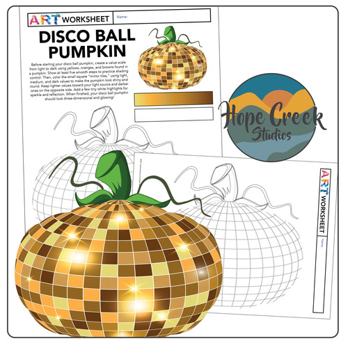 Art & Drawing — Value Shading Fall Autumn Pumpkin Disco Ball Worksheet ...
