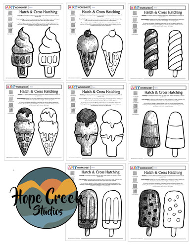 Art Technique Drawing Hatching Cross Hatch Mark Making Pen Ice Cream ...