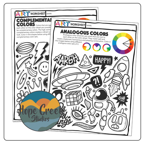 Art Complementary & Analogous Color Theory Wheel Worksheet Activity ...