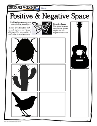 Studio Art Positive & Negative Space Worksheet Bell Ringer Sub Plan ...