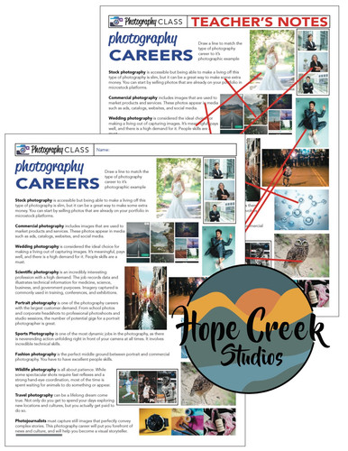 Art Photography Photo Careers Categories Matching Worksheet Lesson ...