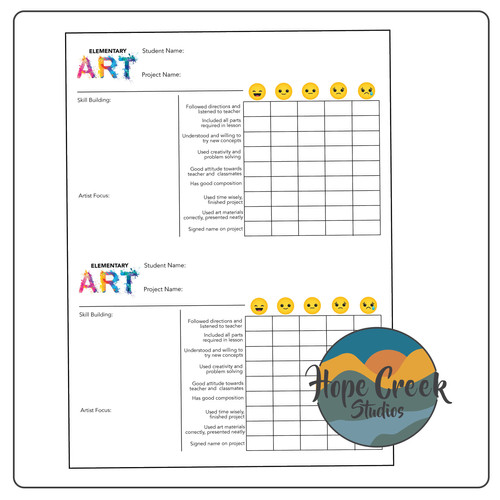 Pre-K Preschool Kindergarten Elementary Art Grading Rubric Project ...
