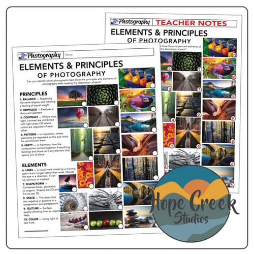 Art Photography Photo Elements & Principles Worksheet Composition Rules ...