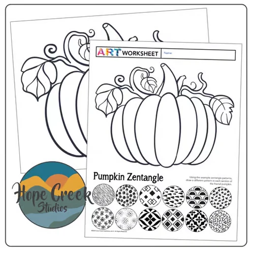 Fall Autumn Art Activity Zentangle Pumpkin Worksheet Pattern & Texture ...