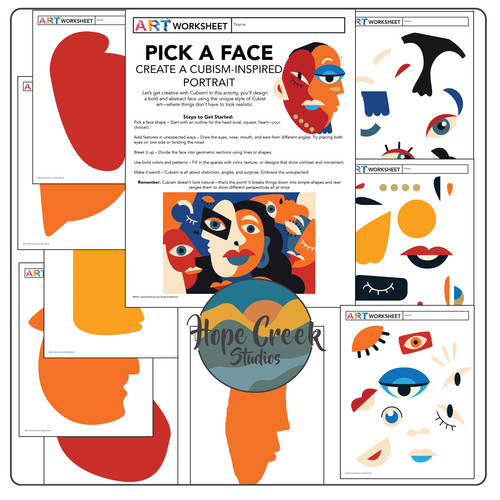 Art History Pablo Picasso Cubism Pick-A-Piece Cut & Paste Collage Face ...