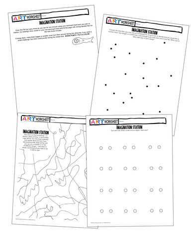 ART Game Fun Creative Drawing Worksheet Set Imagination Station Contour ...
