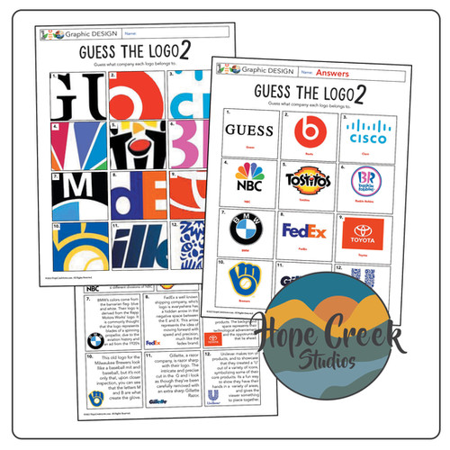 Graphic Art & Design Logo Identity & History Worksheet Activity Lesson ...