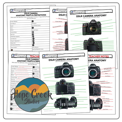 Art & Photography DSLR Camera Reference Anatomy Parts Worksheet ...