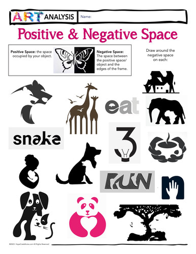 Studio Art Positive & Negative Space Worksheet Handout Bell Ringer Sub ...