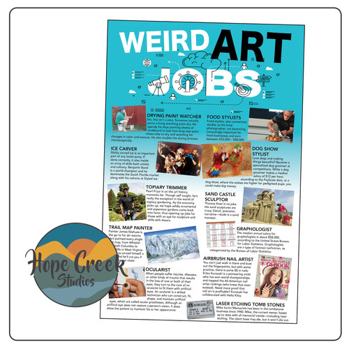 11x17 Printable Art Studio Classroom Poster "Weird Art Jobs" Careers ...