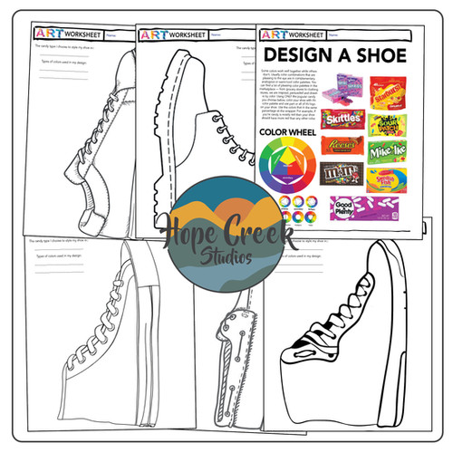 Art Drawing SHOES Candy Design • Logo • Color Theory Worksheets ...