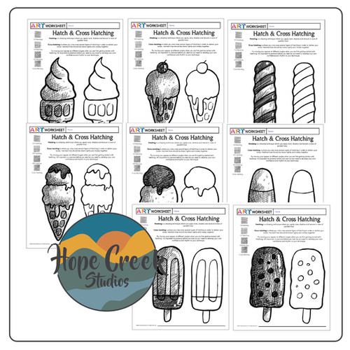 Art Technique Drawing Hatching Cross Hatch Mark Making Pen Ice Cream ...