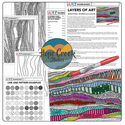 Art Therapy Mindfulness Drawing Color Line Pattern Layers Words ...
