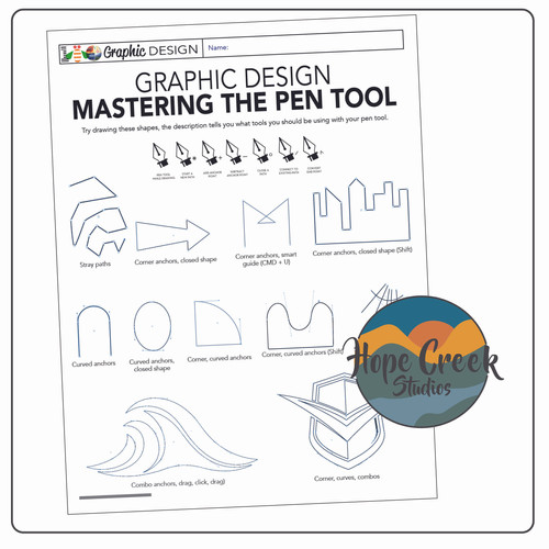 Art Graphic Design Drawing Pen Tool Skills Challenge Worksheet ...
