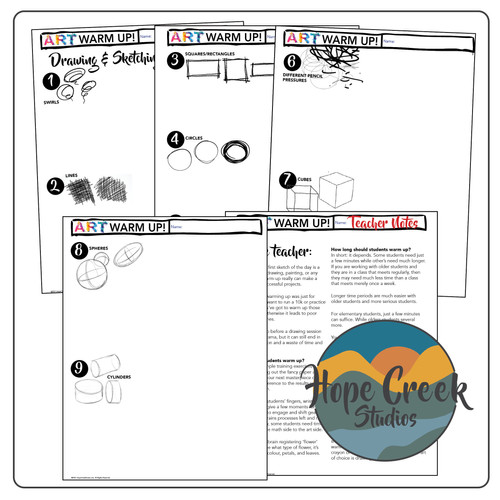 Studio Art Class Warm Up Worksheets Drawing Sketching Activity | HopeCreek