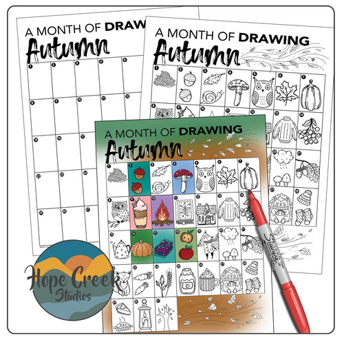 Art Month Calendar Drawing Coloring Autumn Fall September October ...