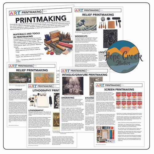 Art History Printmaking 4 Methods Styles Technique Process Sheets Pages ...